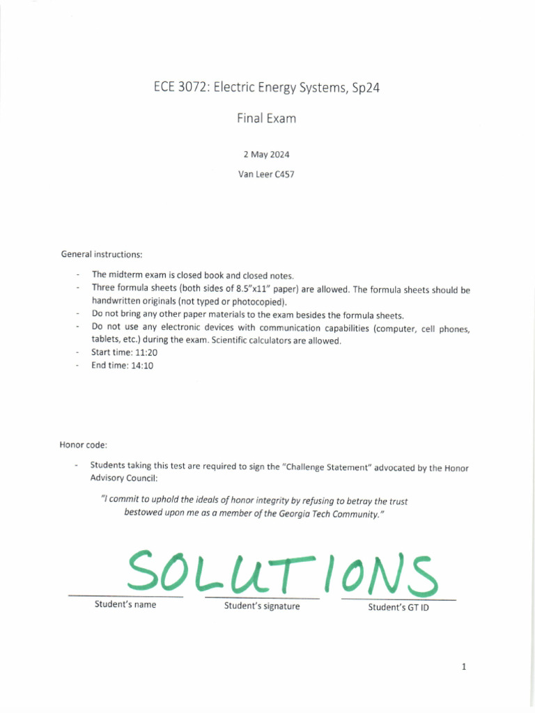 ECE3072 Sp24 Final Solutions | PDF