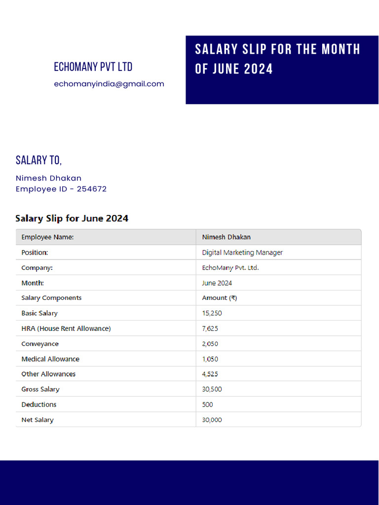 Salary Slip 6 Months | PDF