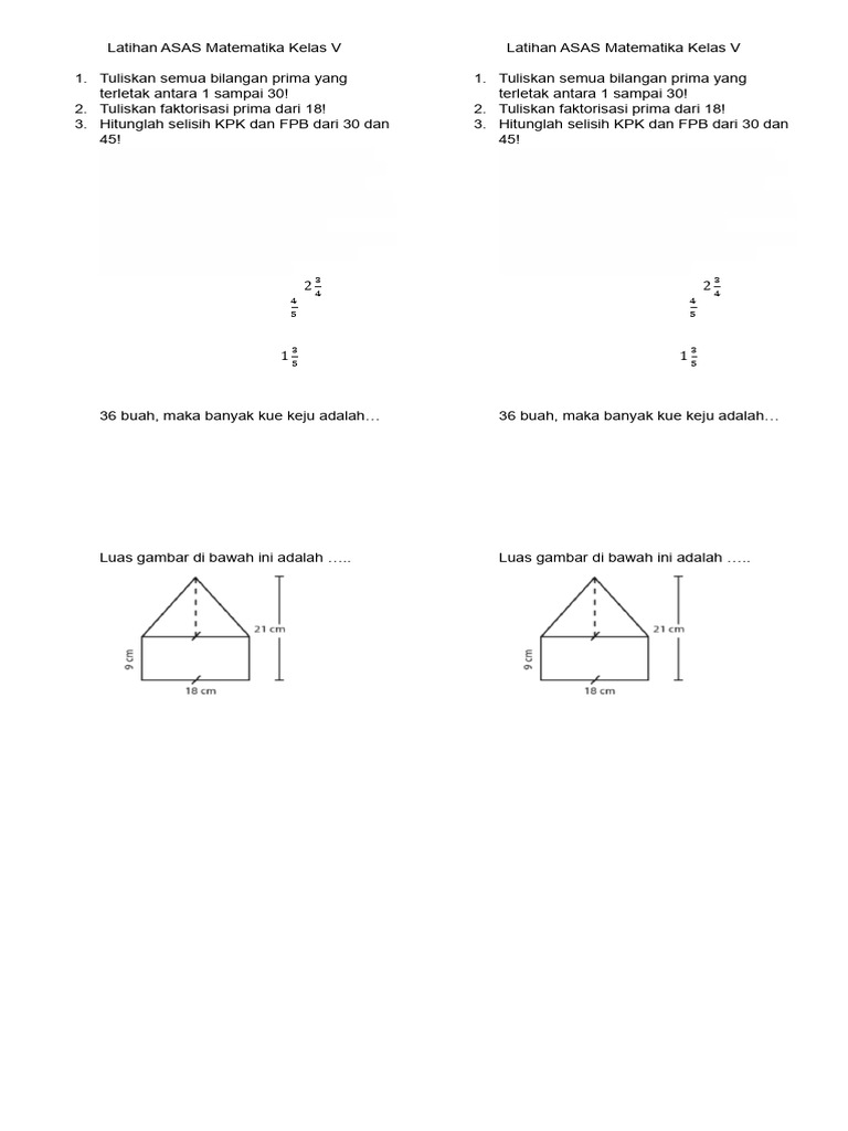 Latihan ASAS Matematika Kelas V | PDF