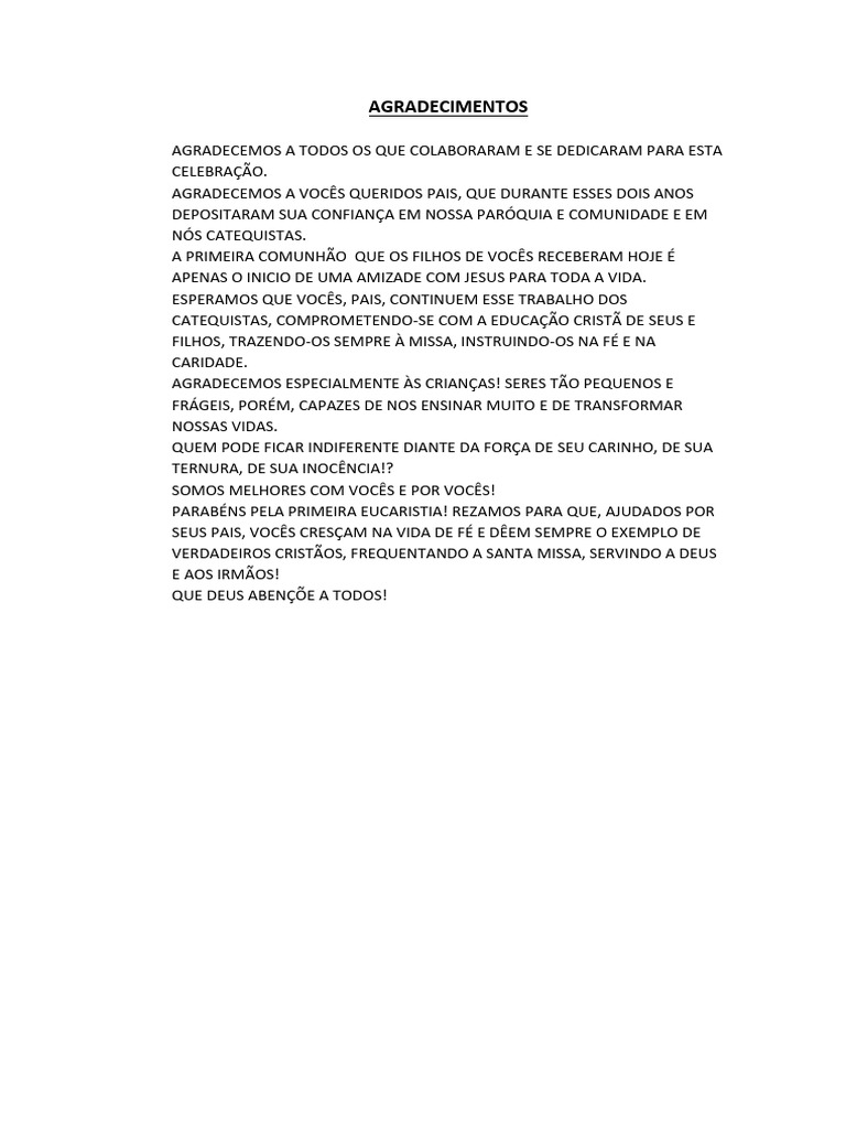 Mensgem Agradecimentos | PDF