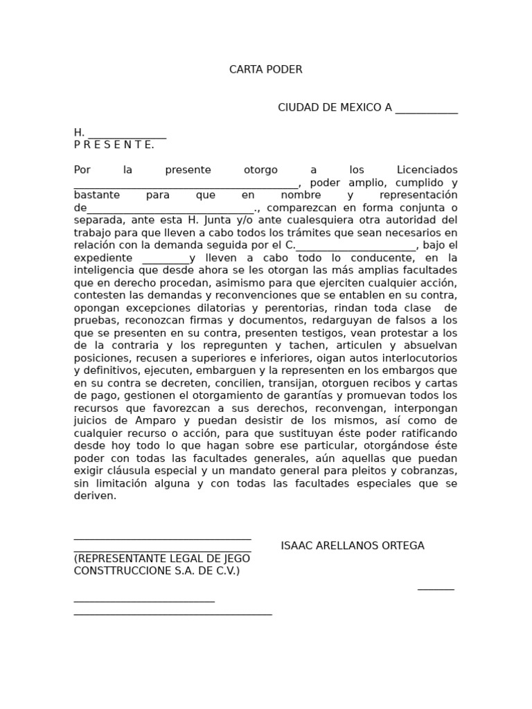 Carta Poder Laboral | PDF