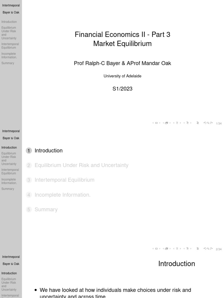 Intertemporal Market Equilibrium Analysis | PDF | Welfare Economics ...