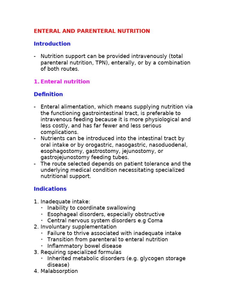 Enteral - Parenteral Nutrition | PDF | Medical Specialties | Clinical ...