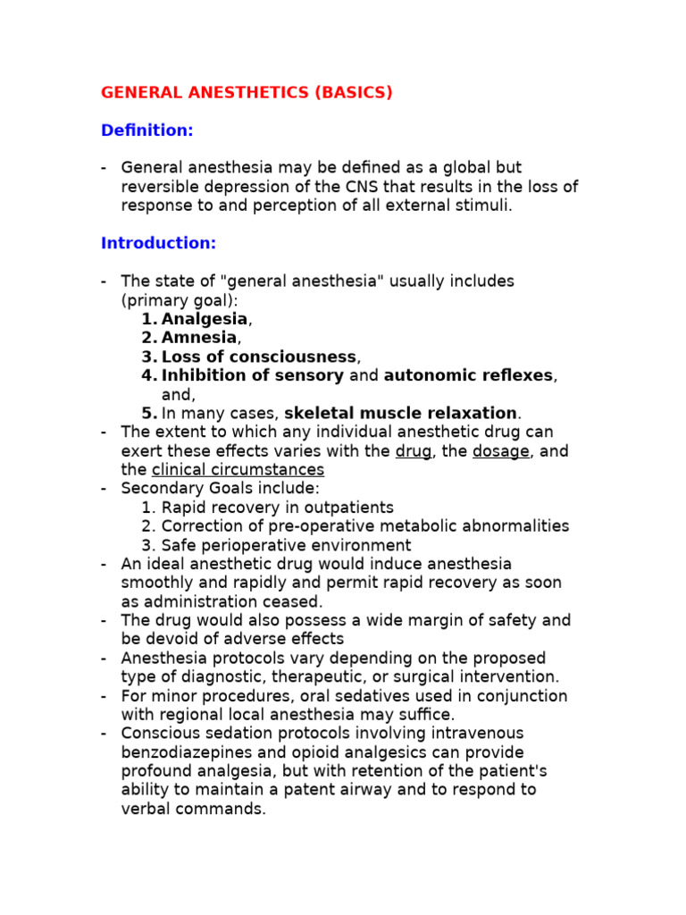 General Anesthetics Overview and Types | PDF | Anesthesia | Medical ...