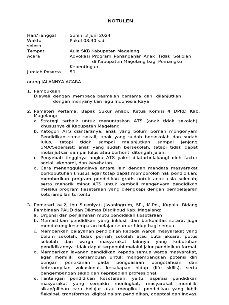 Notulen Rapat Advokasi Revisi | PDF