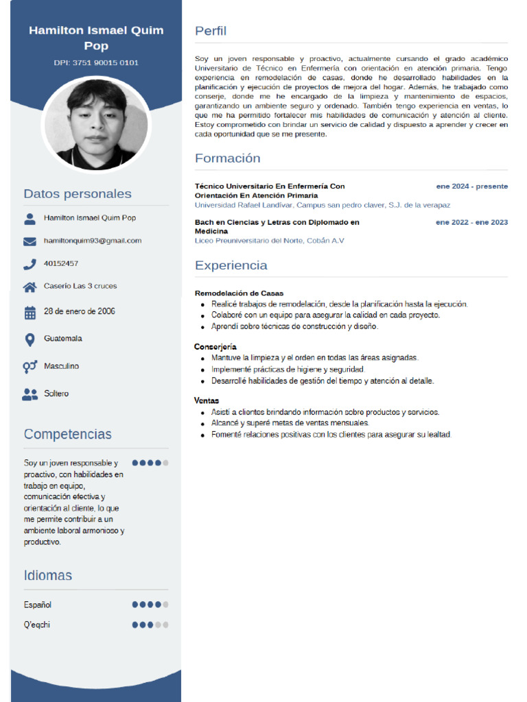 CV, Hamilton Quim | PDF