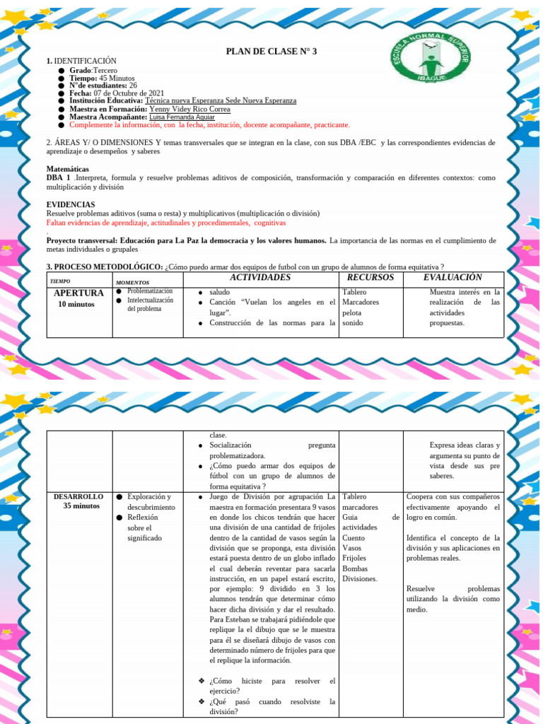 PLAN DE CLASE #3 Tablas de Multiplicar | PDF | Evaluación | Cognición
