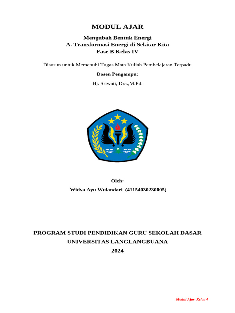 Modul Ajar Pembelajaran Terpadu | PDF