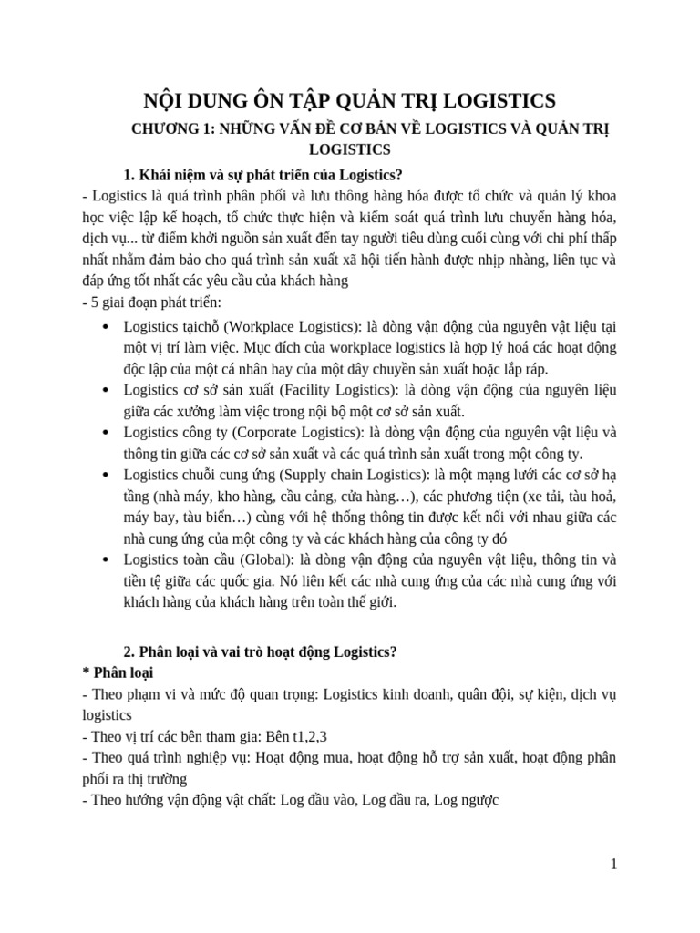 NỘI DUNG ÔN TẬP QT LOG | PDF