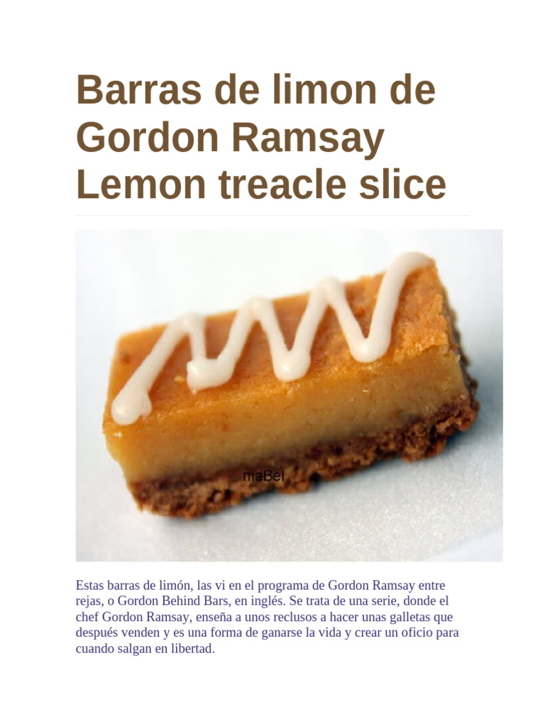 Barras de Limon de Gordon Ramsay Lemon Treacle Slice | PDF | Panes | Té