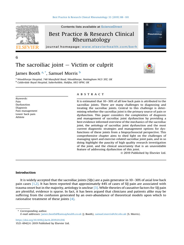 Aula 2 The Sacroiliac Joint Victim or Culprit | PDF | Pelvis | Musculoskeletal System