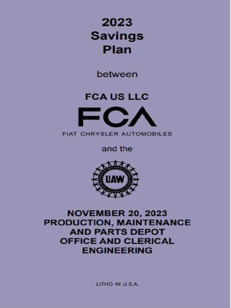 UAW-FCA-Savings-Plan | PDF | Cost Of Living | 401(K)