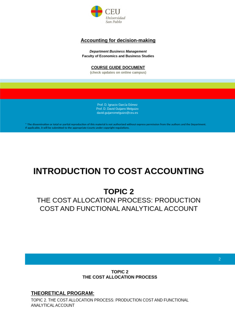 Topic 2. The Cost Allocation Process | PDF | Cost Of Goods Sold | Inventory