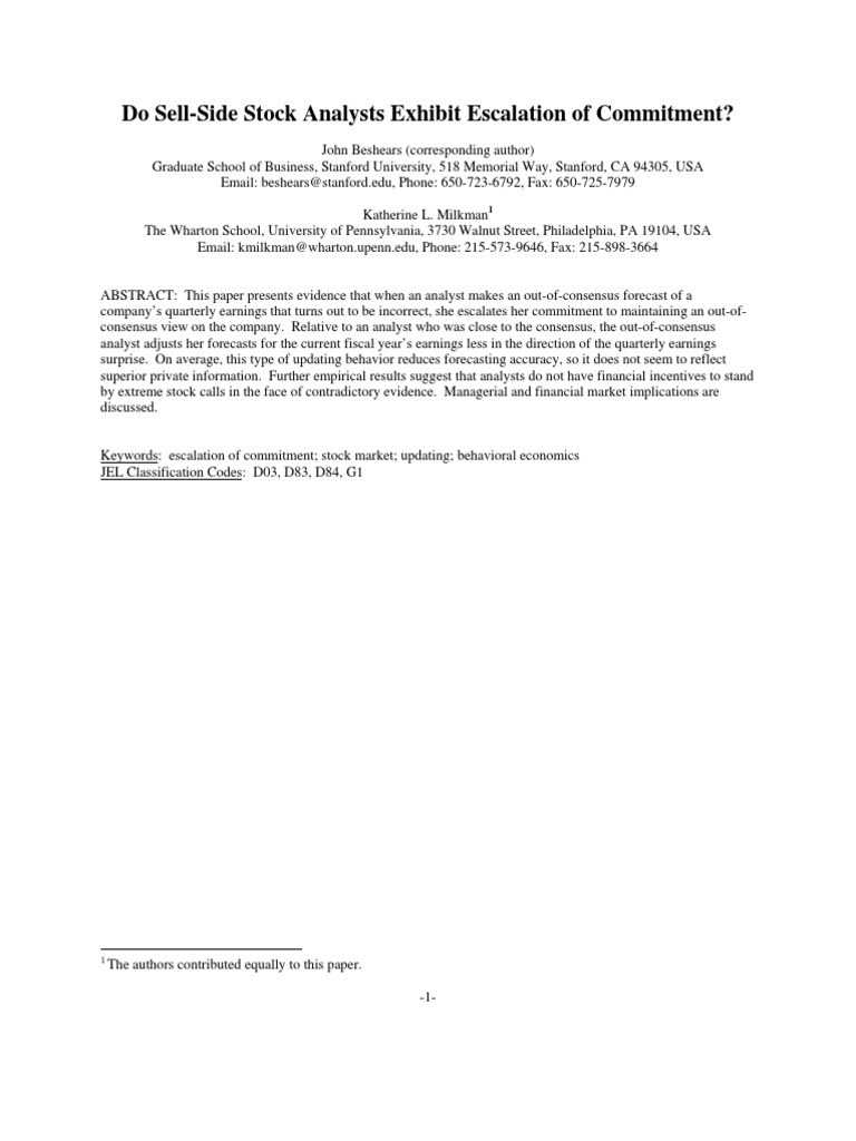 Sell Side Analysts | PDF | Forecasting | Errors And Residuals