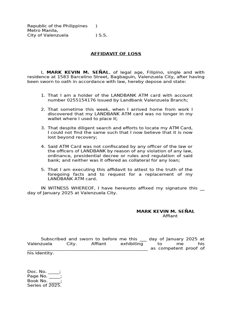 Affidavit of Loss | PDF