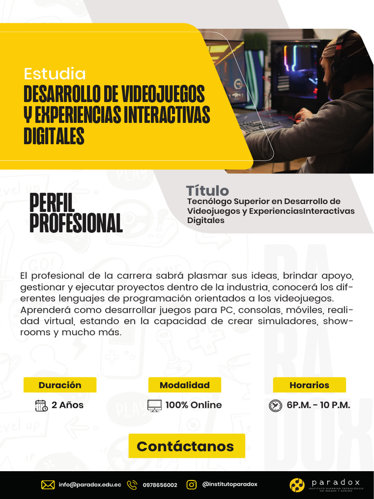 Carrera en Desarrollo de Videojuegos Online | PDF | Videojuegos ...