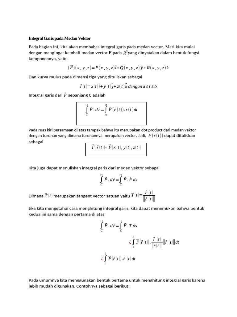 Integral Garis pada Medan Vektor | PDF