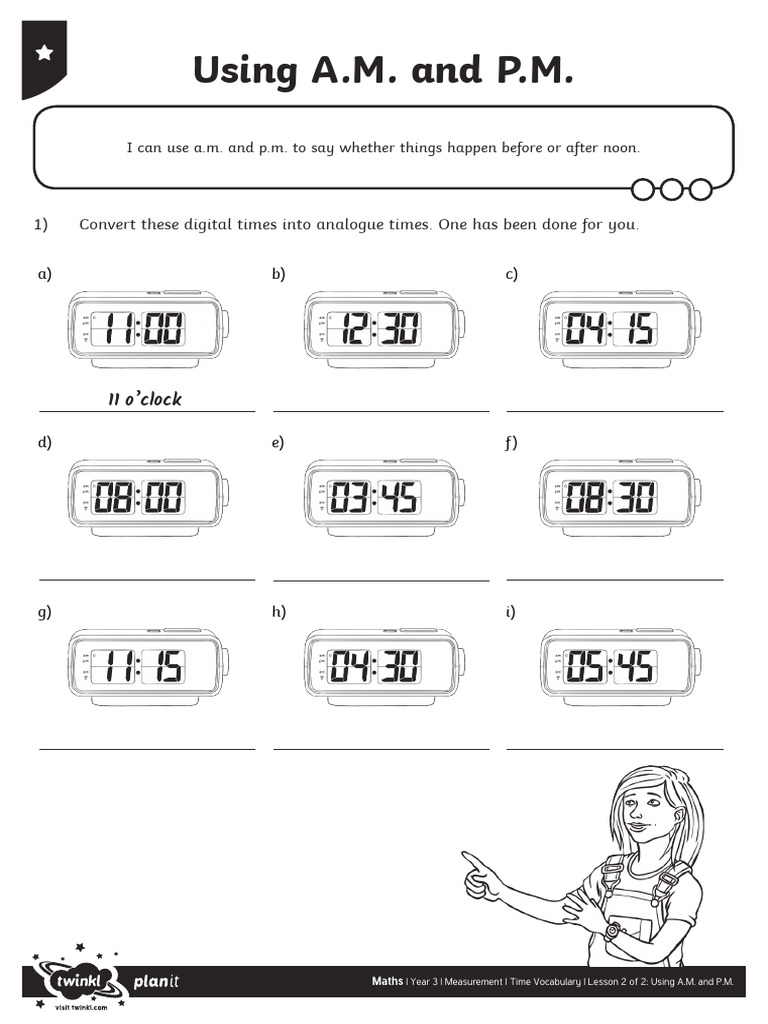 (433142) Y4 - Week 4 - Tuesday - Using AM or PM Sheet | PDF | Writing
