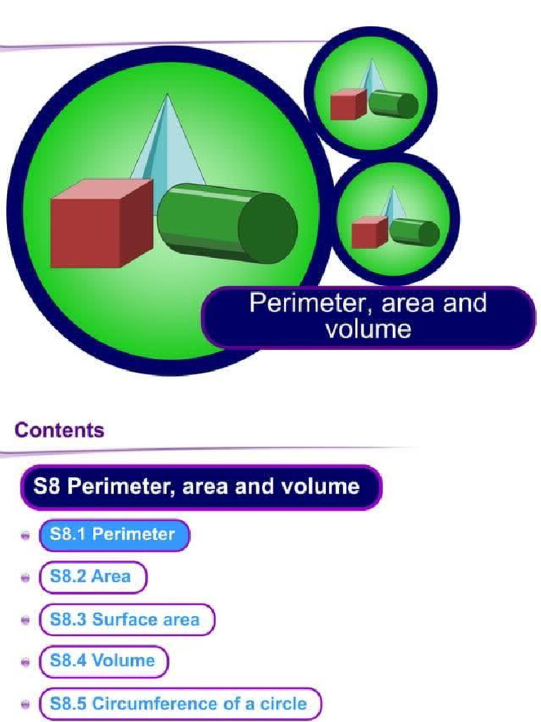 Perimeter Area and Volume | PDF
