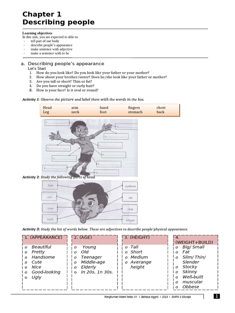 Describing Physical Appearance | PDF | Hair | Human Appearance