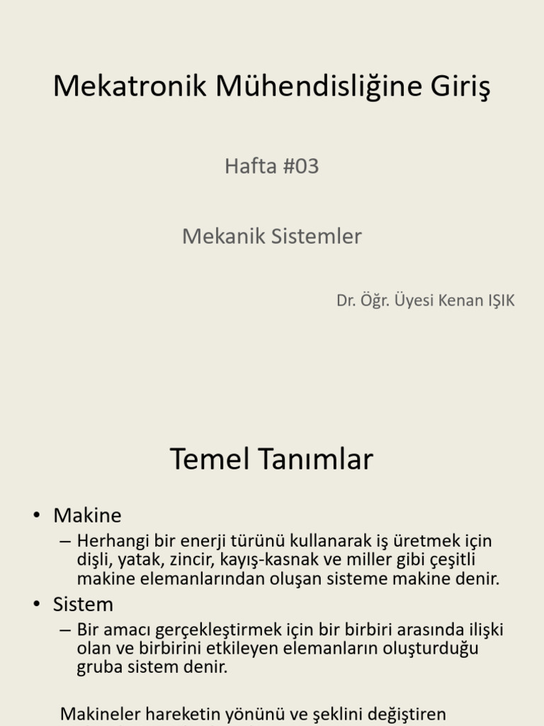 Hafta 03 MEKATROIK GERIÅ | PDF