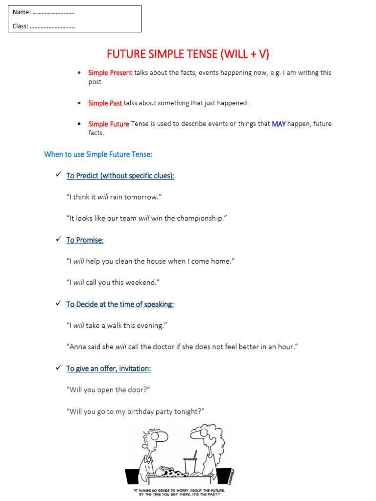 FUTURE SIMPLE TENSE | PDF | Linguistics