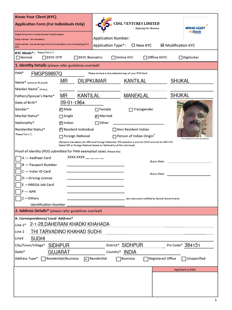 Kyc Form Fmgps9897q | PDF | Stocks | Identity Document