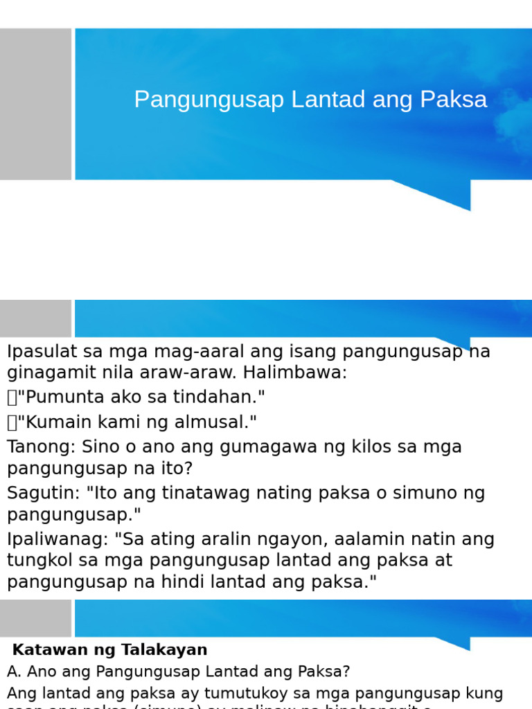 Pangungusap Lantad Ang Paksa | PDF