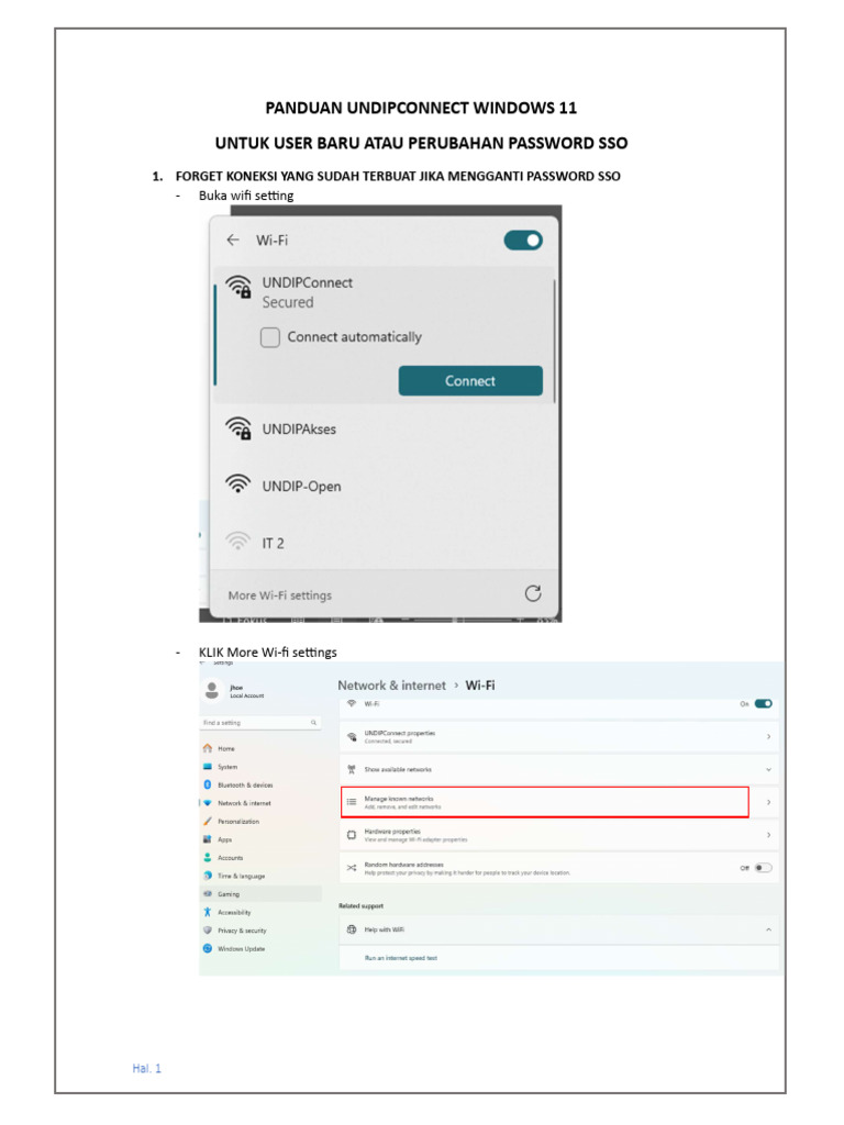 Panduan UNDIPConnect Windows 11 | PDF
