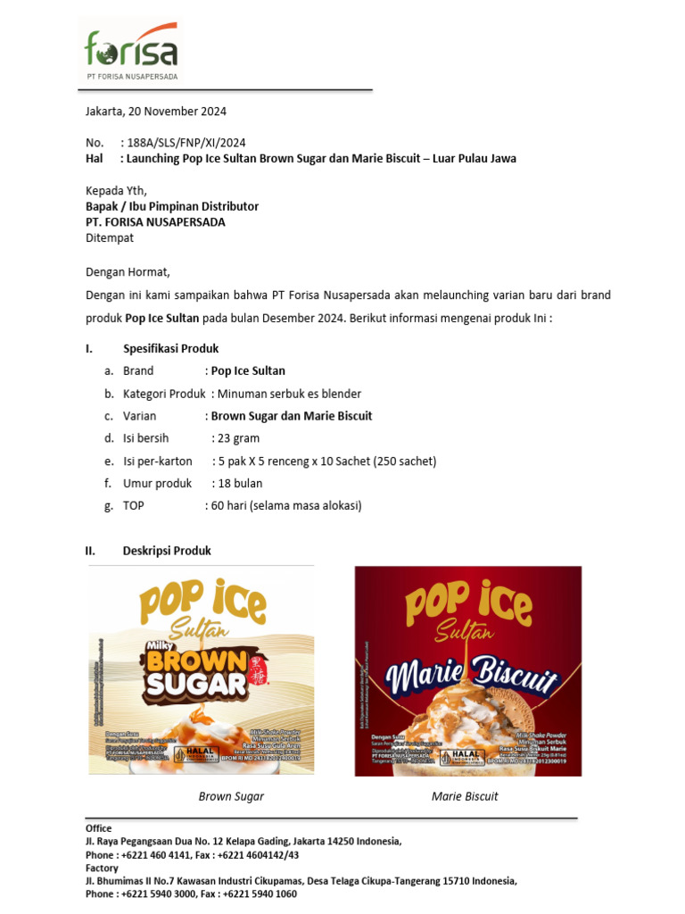 188A - Launching Pop Ice Sultan Brown Sugar Dan Marie Biscuit ...