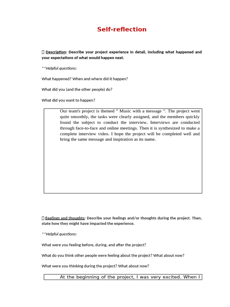 Self-Reflection - For BONUS | PDF