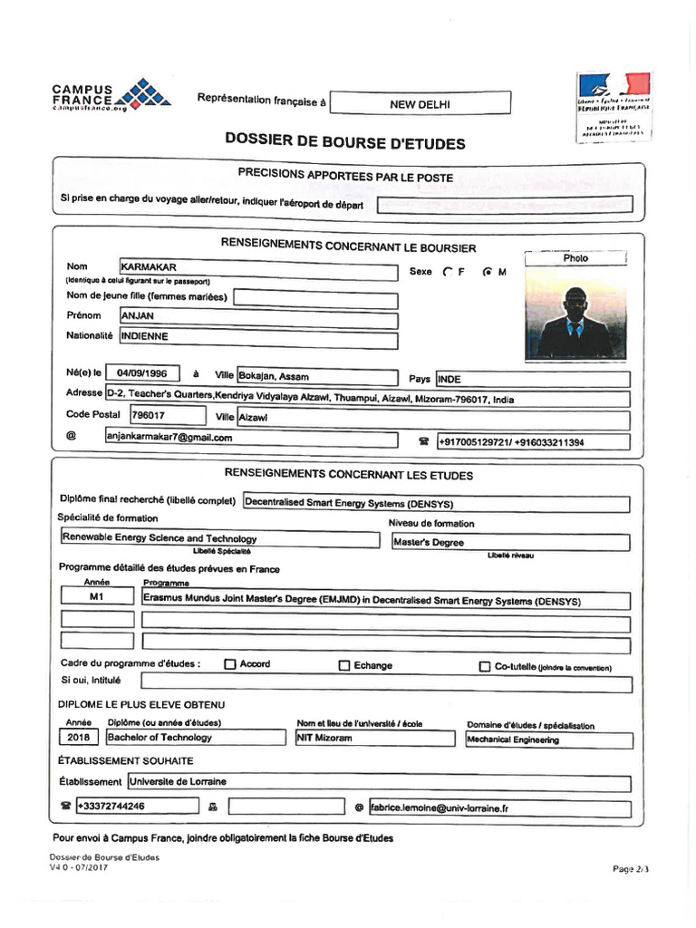Formulaire Passerelle Etudes-Anjan | PDF