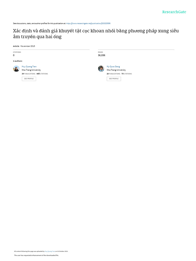 Xác NH Và Ánh Giá Khuy TT TC C Khoan NH Ib NG PH NG Pháp Xung Siêu Âm Truy N Qua Hai NG | PDF