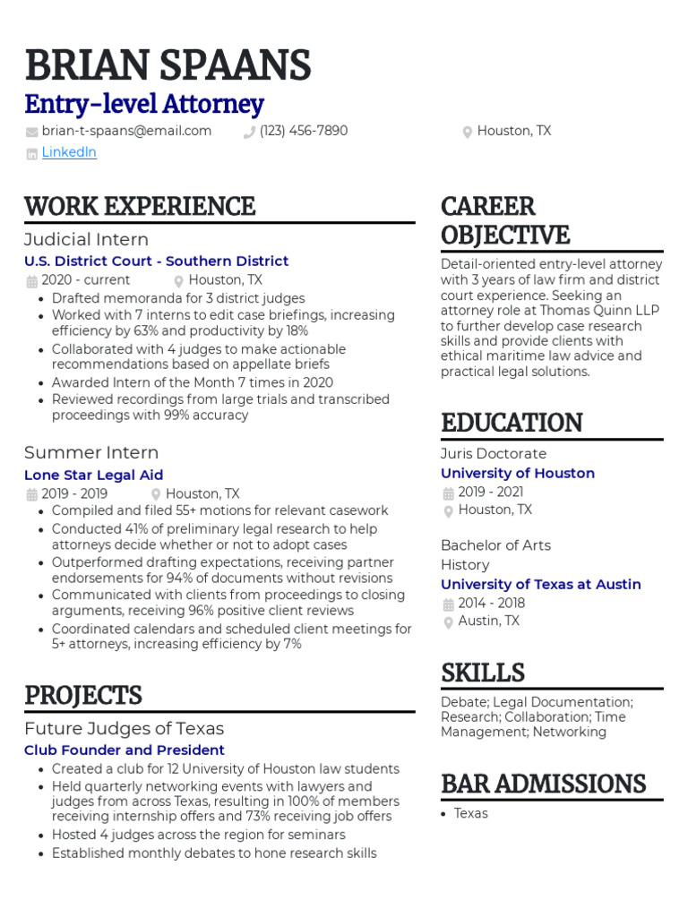 Entry-Level Attorney Resume: Brian Spaans | PDF | Lawyer | Judge