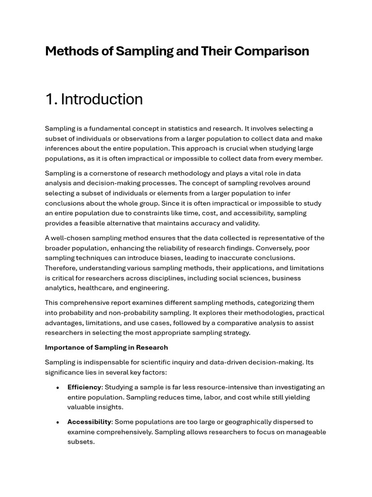 Sampling Methods: Types and Comparisons | PDF | Sampling (Statistics ...