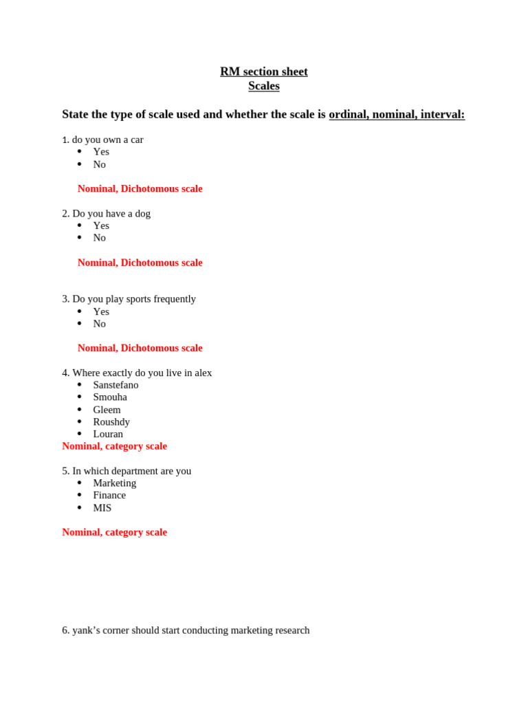 RM Scale Types and Examples | PDF | Likert Scale | Evaluation Methods
