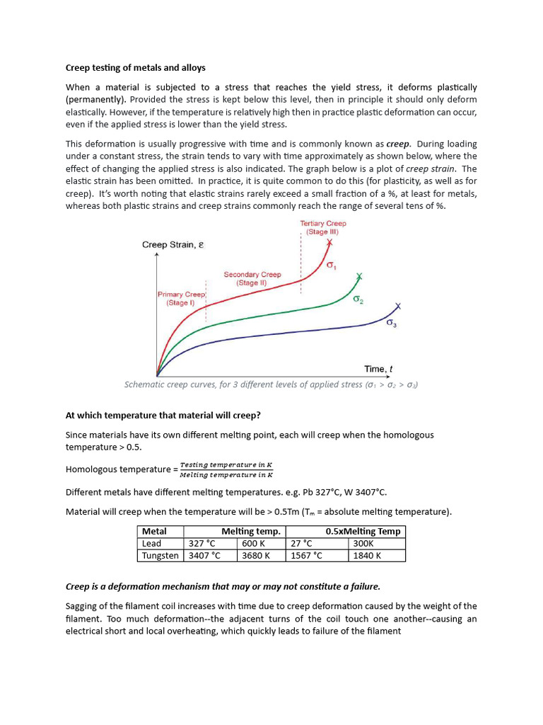 Understanding Metal Creep Testing | PDF | Creep (Deformation ...