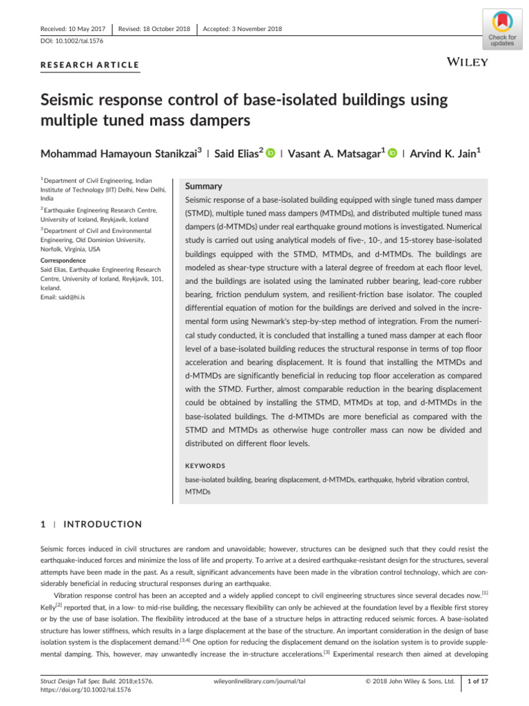 Seismic response control of base‐isolated buildings using multiple ...