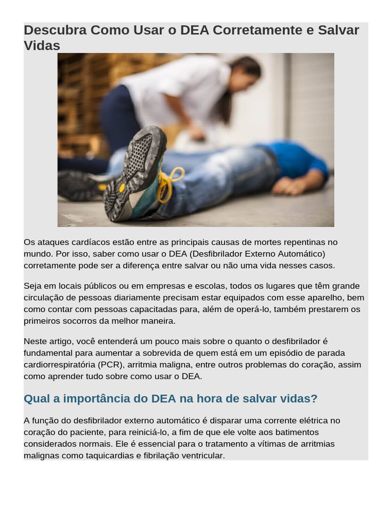 Descubra Como Usar o DEA Corretamente e Salvar Vidas | PDF | Medicina ...