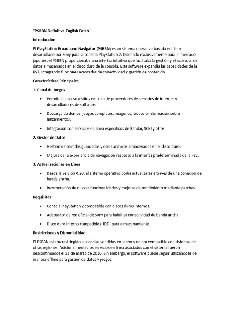 PSBBN Definitive Patch Traducido Al Español | PDF | Estación de juegos ...