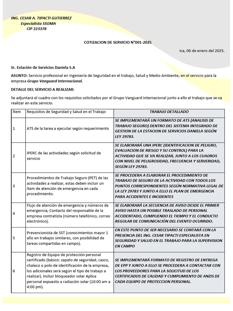 COTIZACION EESS DANIELA | PDF