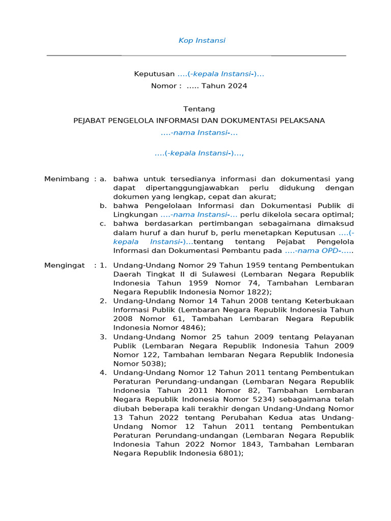 (Format) SK Ppid Pelaksana | PDF