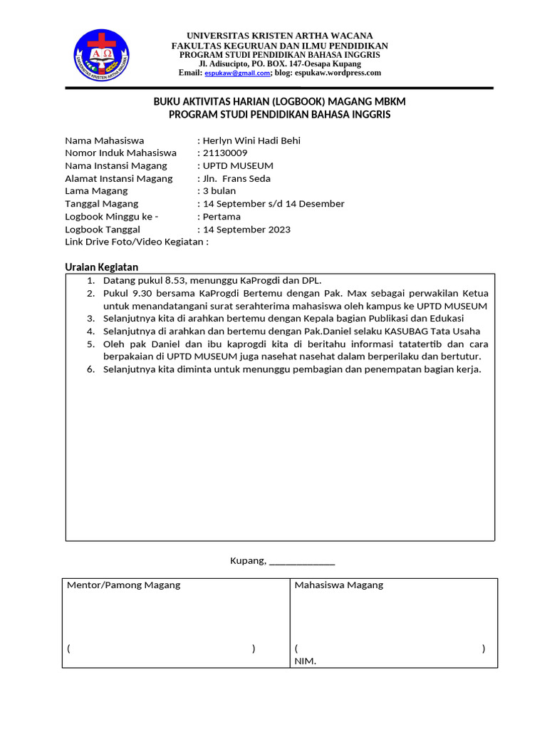 Logbook Dan Laporan Magang MBKM | PDF