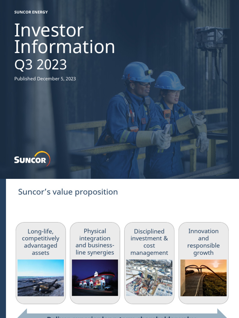 2023 q3 Suncor Energy Investor Presentation en | PDF | West Texas Intermediate | Energy Industry