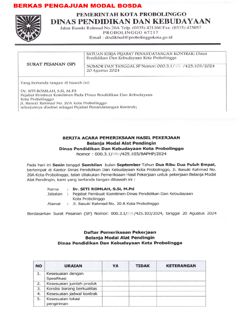 Berkas Pengajuan BM Bosda | PDF
