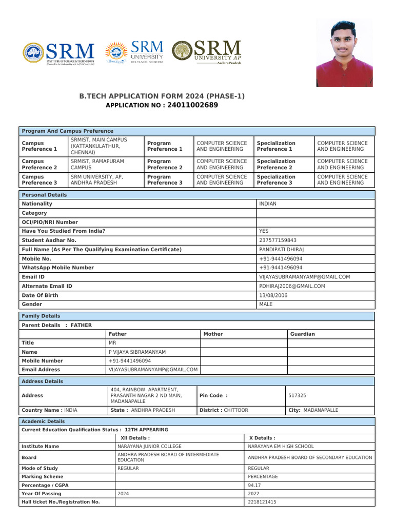 Srm Admit Card | PDF