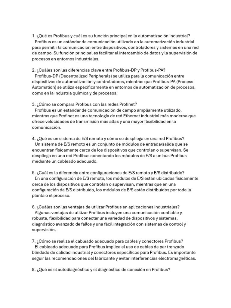 Profibus | PDF | Red de computadoras | Modelo osi