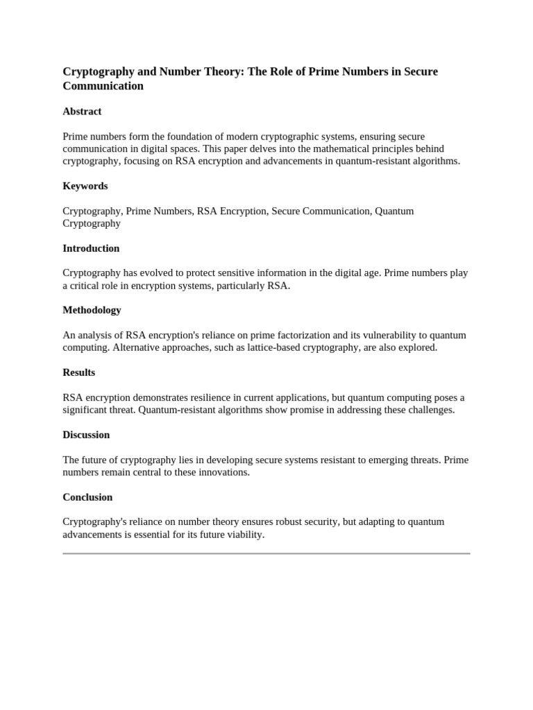 Cryptography and Number Theory | PDF