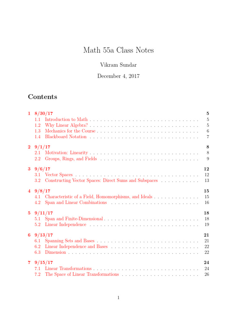 Math_55a_Notes.pdf | PDF | Basis (Linear Algebra) | Field (Mathematics)