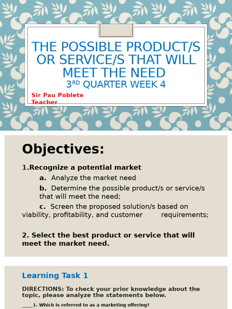 Entrep Week 4 PPT Sir Pau | PDF | Customer | Information